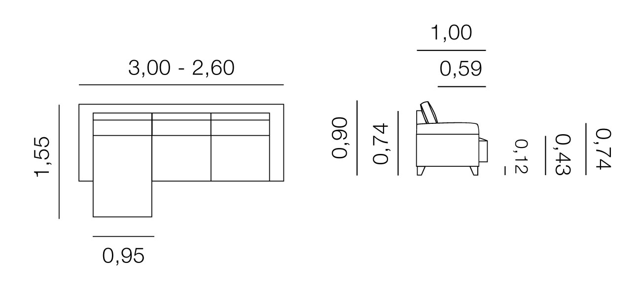 sofá araceli con chaiselongue - Tapizados Doñana
